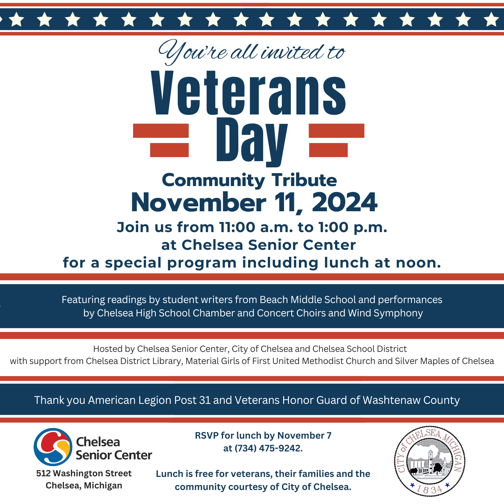 Veterans Day Community Tribute | Chelsea Michigan | chelseamich.com