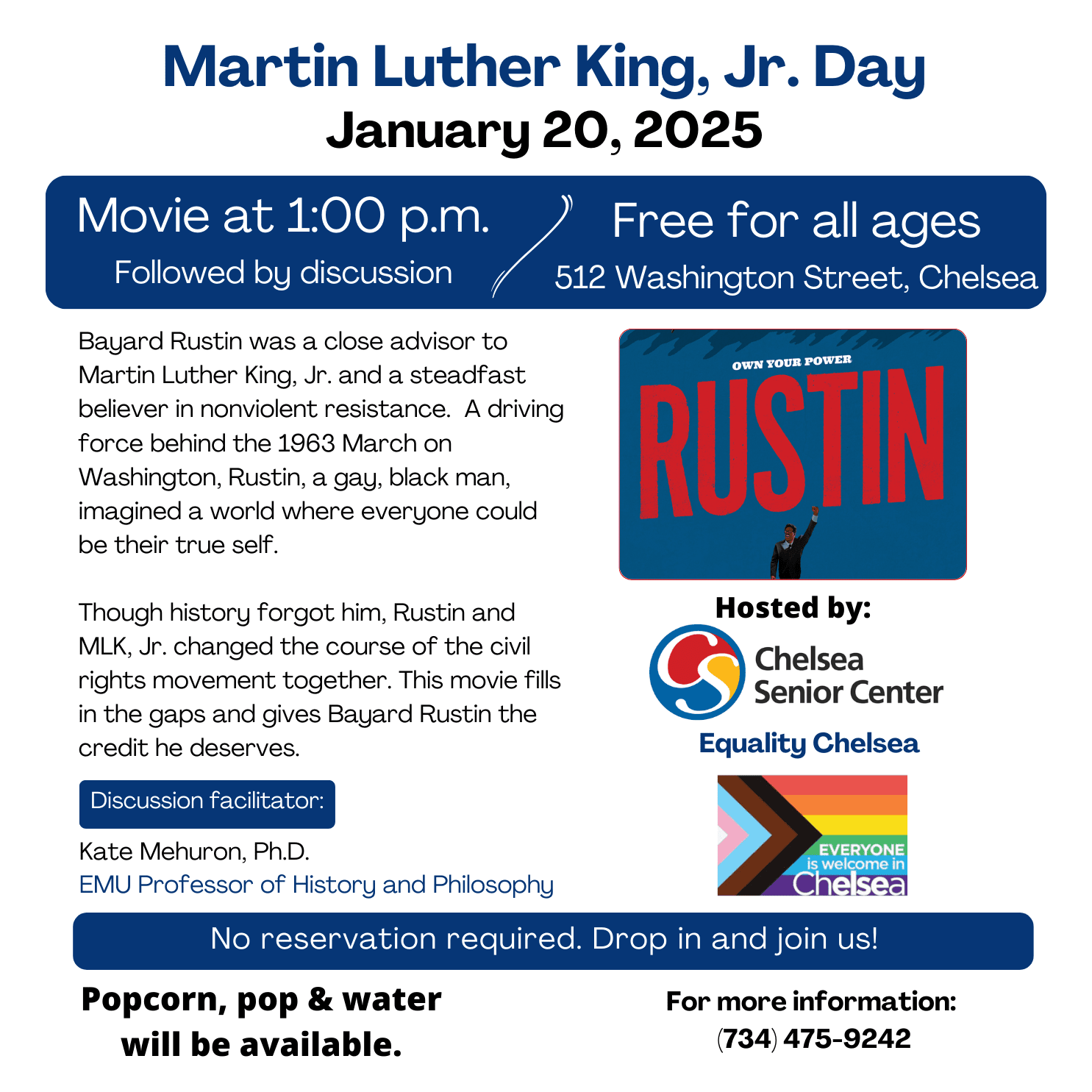 MLK, Jr. Day: Rustin Movie & Discussion | Chelsea Michigan ...